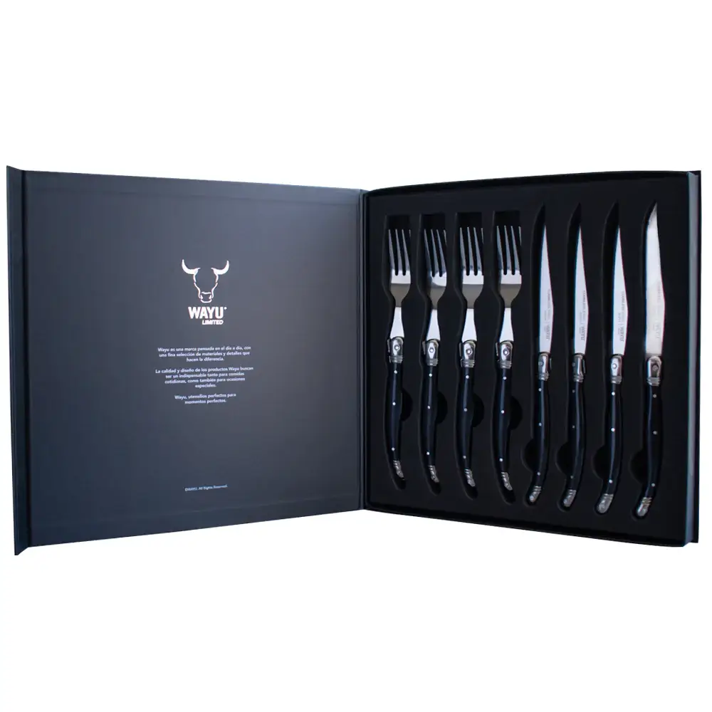 SET CUCHILLO + TENEDOR WAYU LIMITED 8PCS - El Parrillero Autral